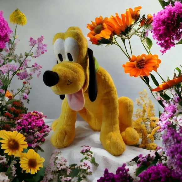 Disney | Toys | Disneystore Pluto Plush 6 Collar Tag If Found Please ...